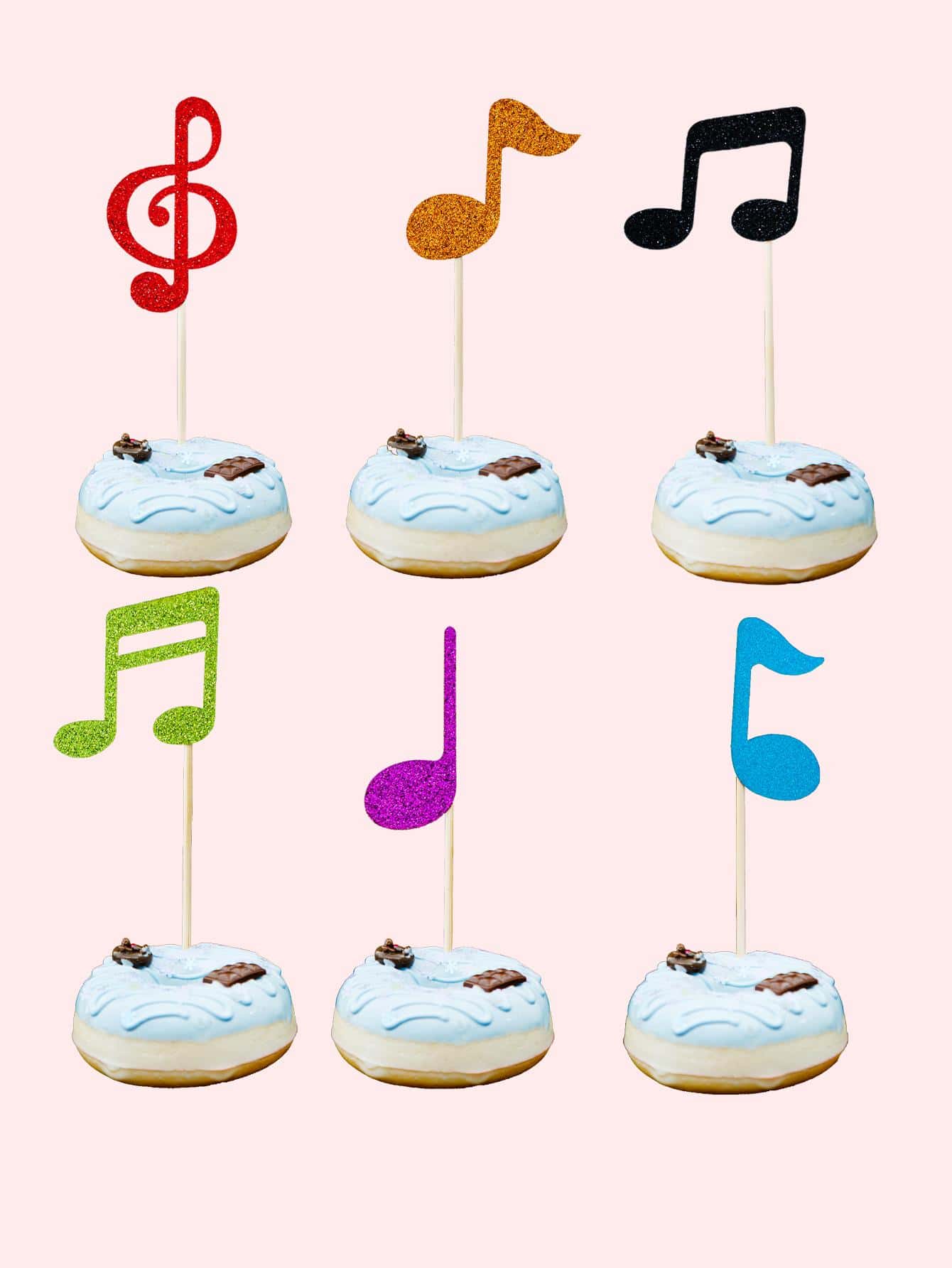 12pcs set Paper Cake Topper, Music Note Shaped Cake Decoration For ...