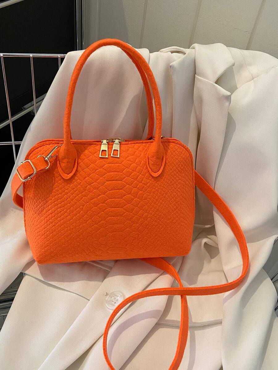 Neon Orange Snakeskin Embossed Square Bag Funky | SHEIN USA