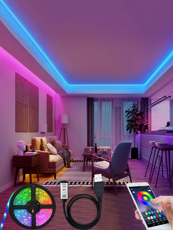 1pc App + 3 Key Control RGB Led Strip Light, Bedroom Decor Party ...