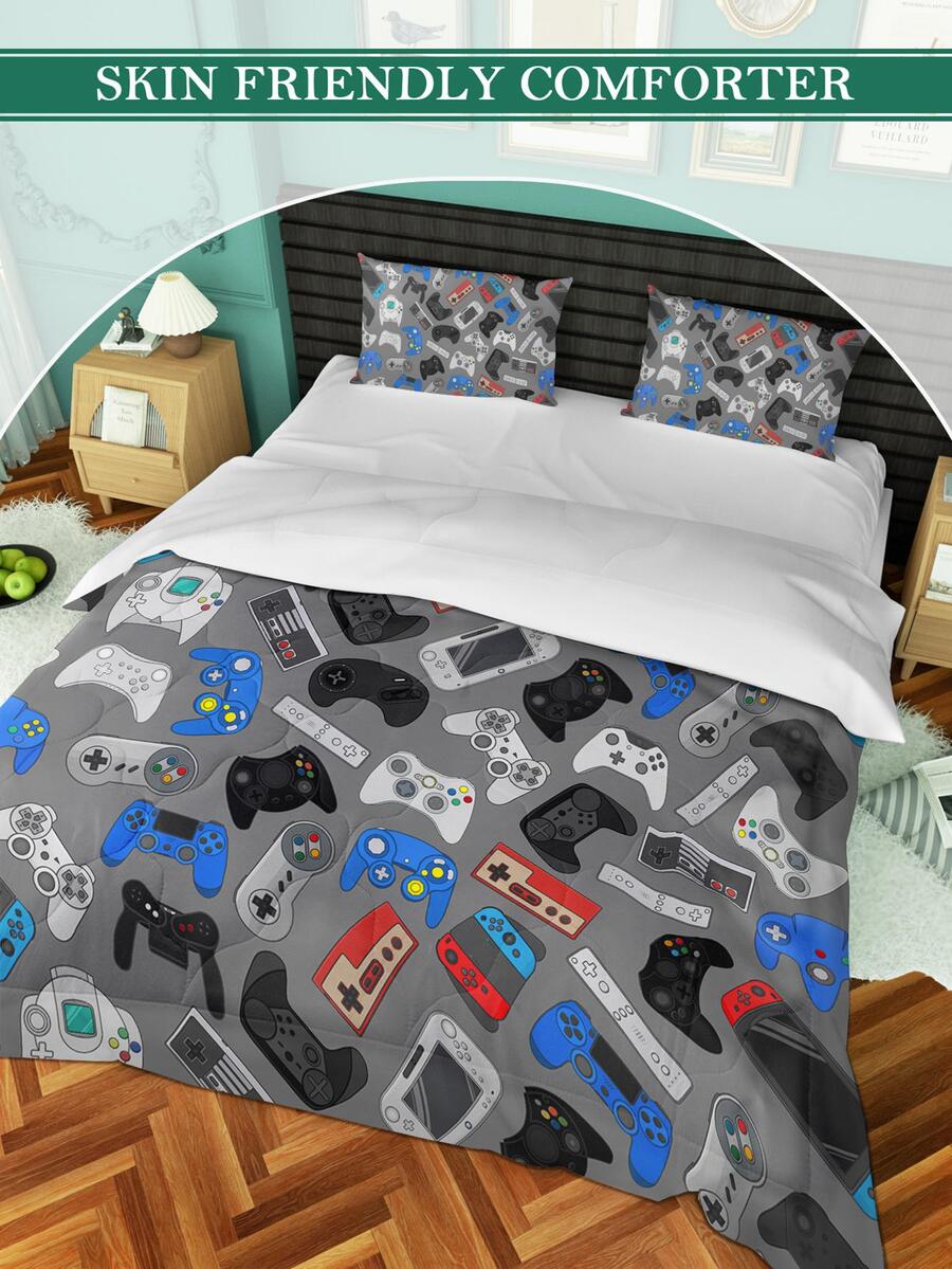Video Game Comforter Set Modern Gamer Down Comforter Twin/Full Size for ...