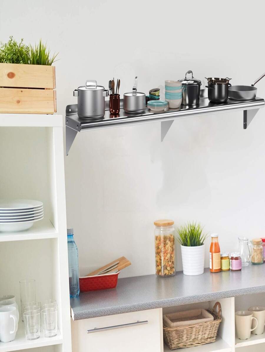 Stainless Steel Shelf 180 lb Commercial Metal Wall Mount Shelf with ...