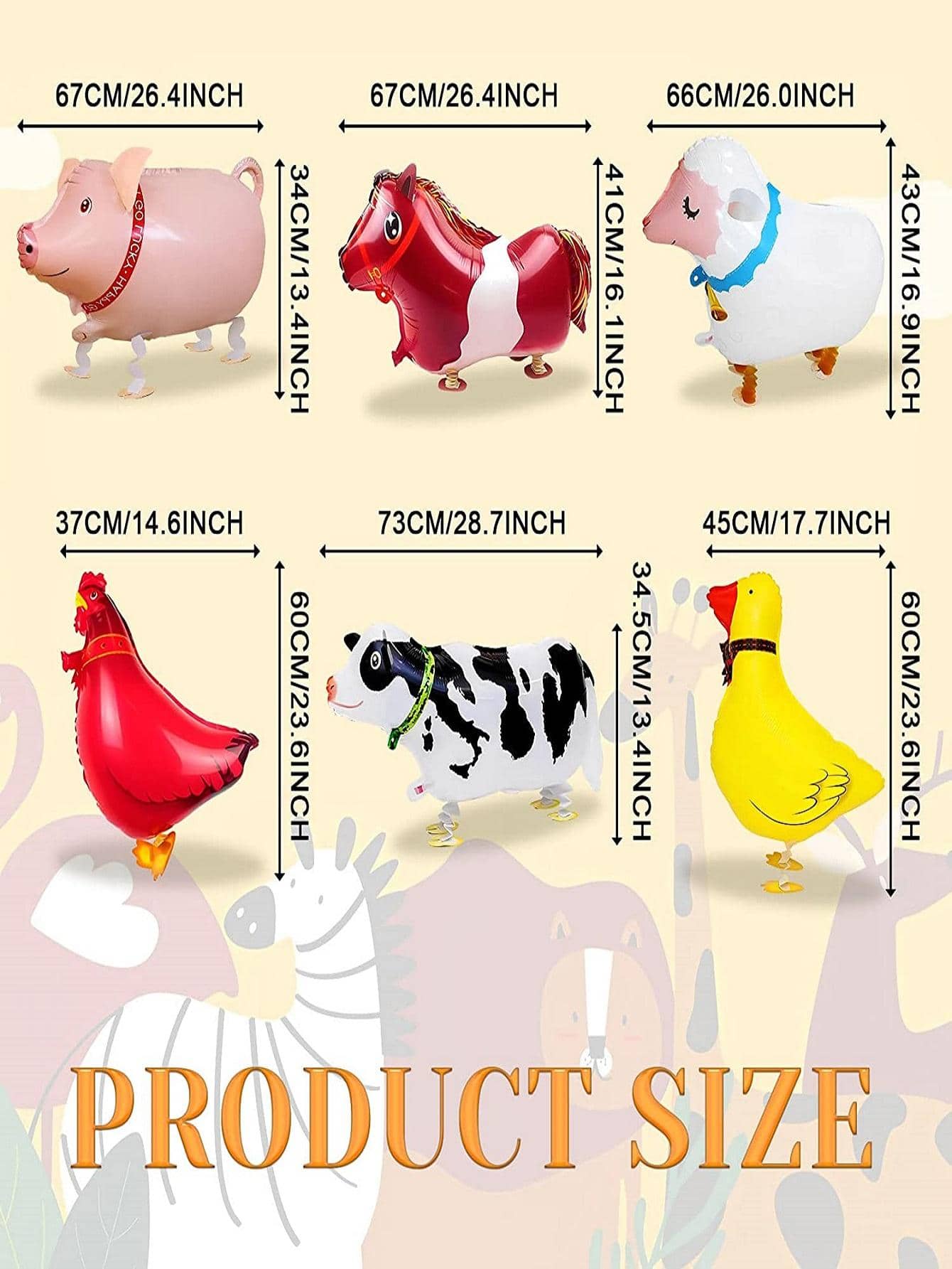 6pcs Walking Cow Sheep Animal Balloons Animal Theme Farm Animal Balloon ...