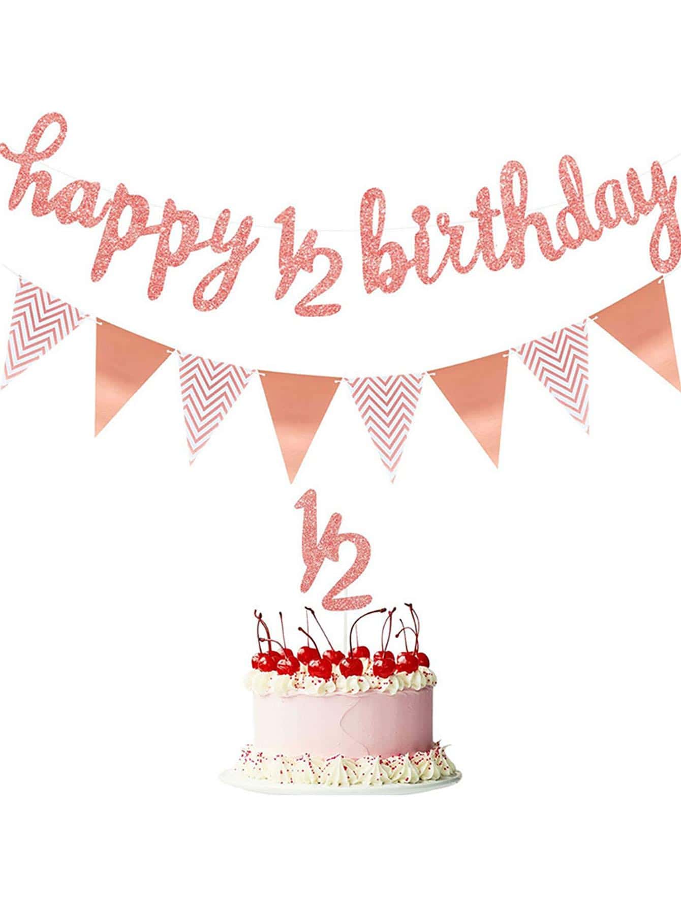 6 Months Gold DIY String Glitter Banner Happy Birthday Banner Happy 1/2 ...