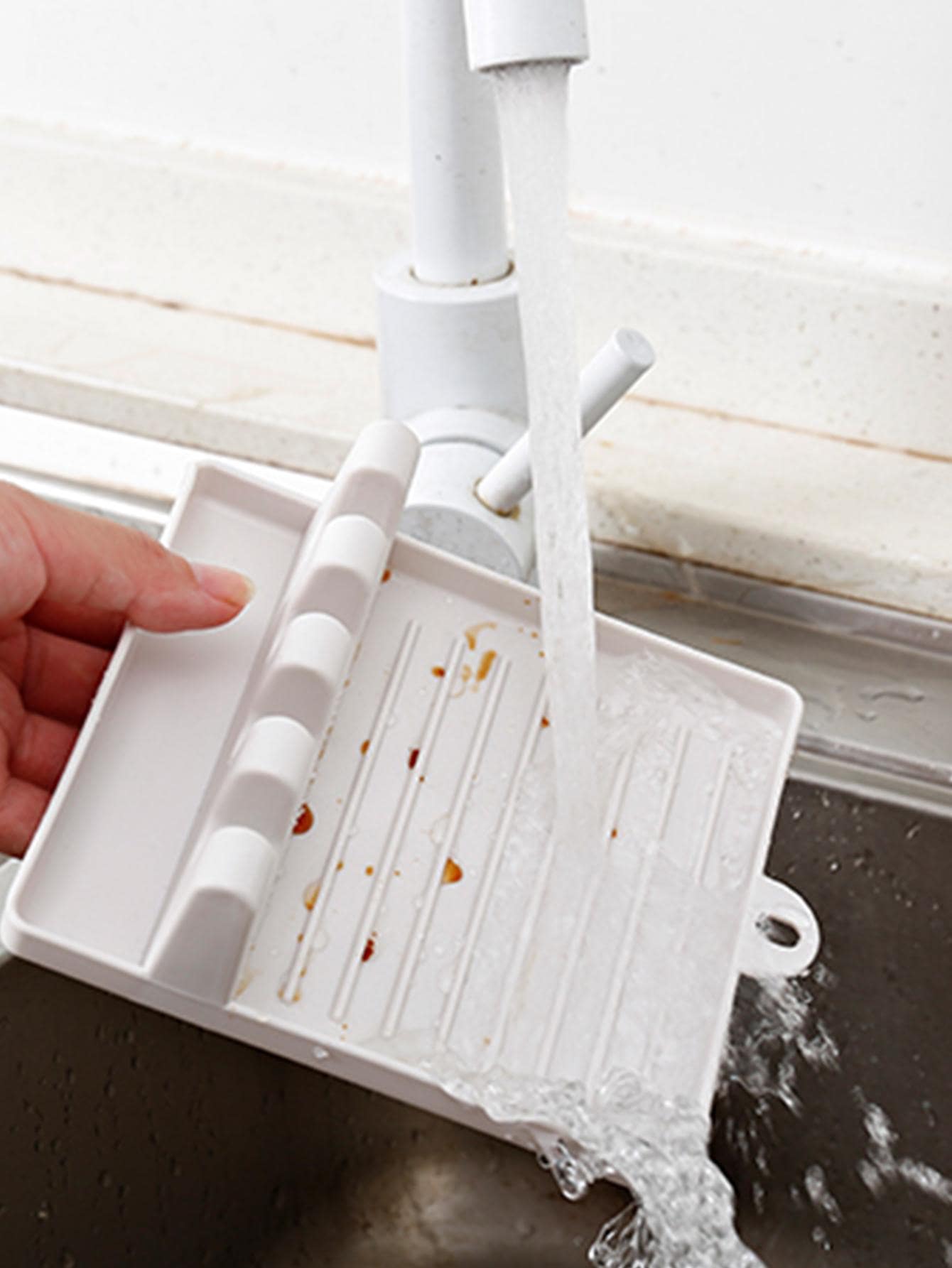 1pc Multifunction Kitchenware Storage Rack, White PP Simple Spoon ...