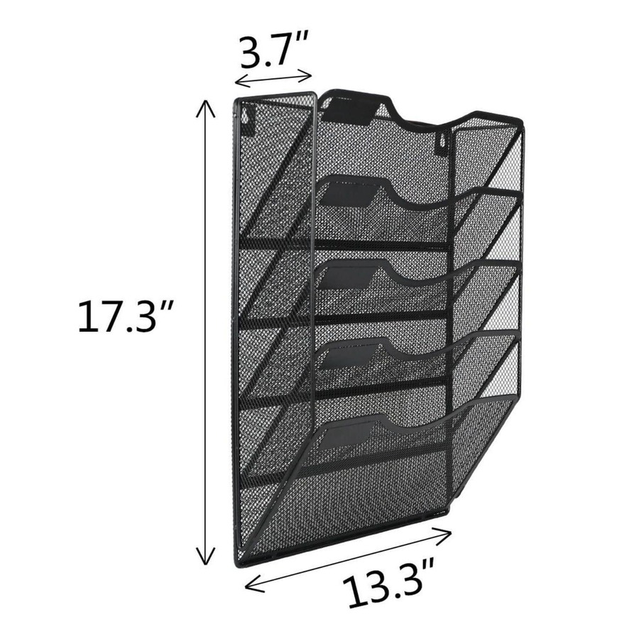 5 Pockets Mesh Wall File Holder Office Hanging File Folder Magazine ...