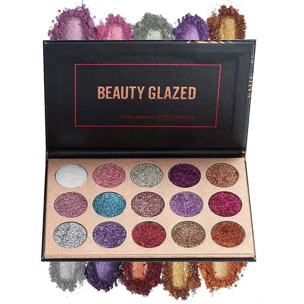 15 Colors Eyeshadow, Glitters Shimmer Pigment Pressed Makeup Palette ...
