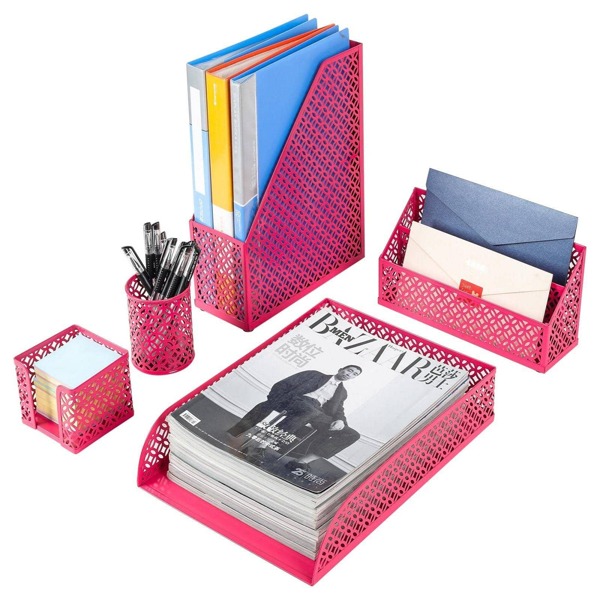 5 Piece Cute Office Desk Organizer Set Desktop Accessories for Women ...