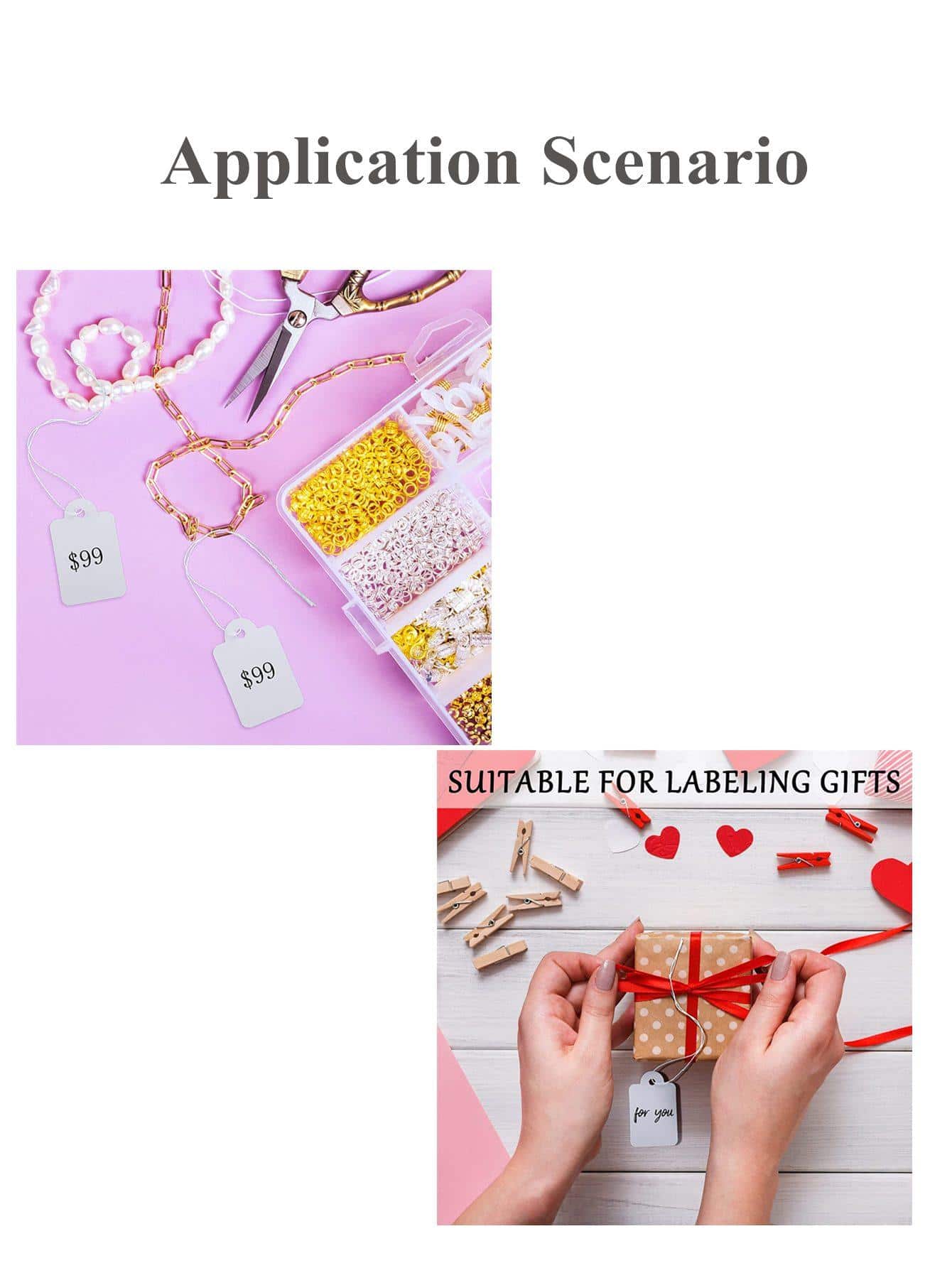 100pcs Price Tag With String Attached White Marking Tag Gift Tag With ...