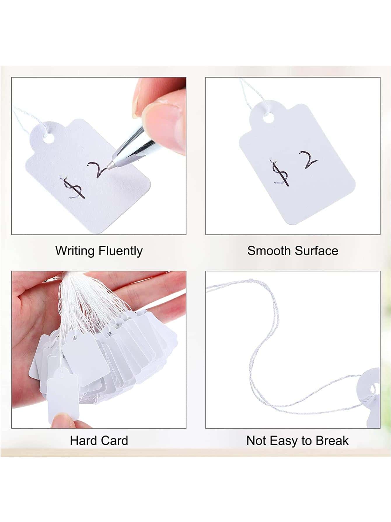 100pcs Price Tag With String Attached White Marking Tag Gift Tag With ...