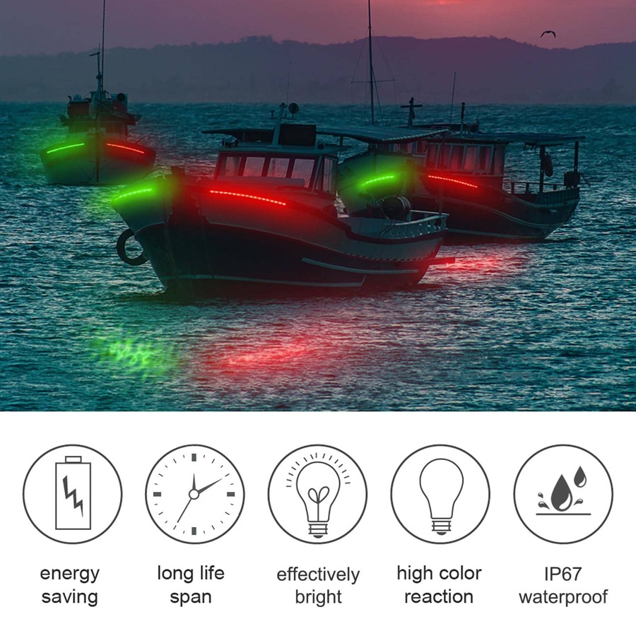 12 Inch LED Boat Bow Navigation Light Kits for Marine Boat Vessel ...