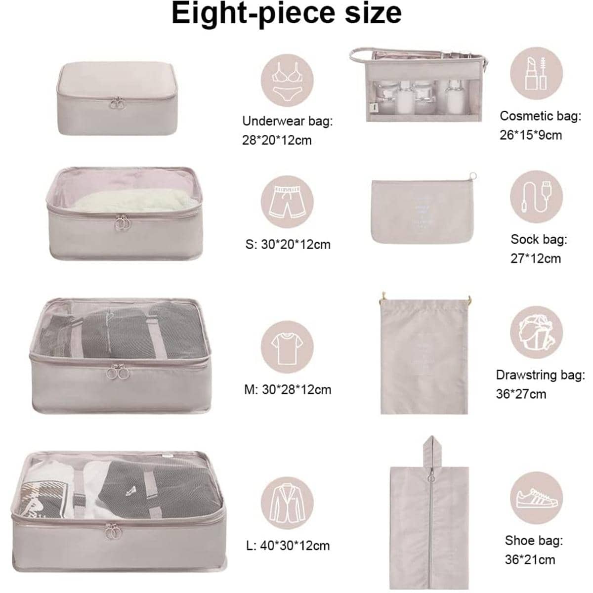 8pcs Portable Travel Storage Bag Set - Organize Your Clothing, Shoes ...