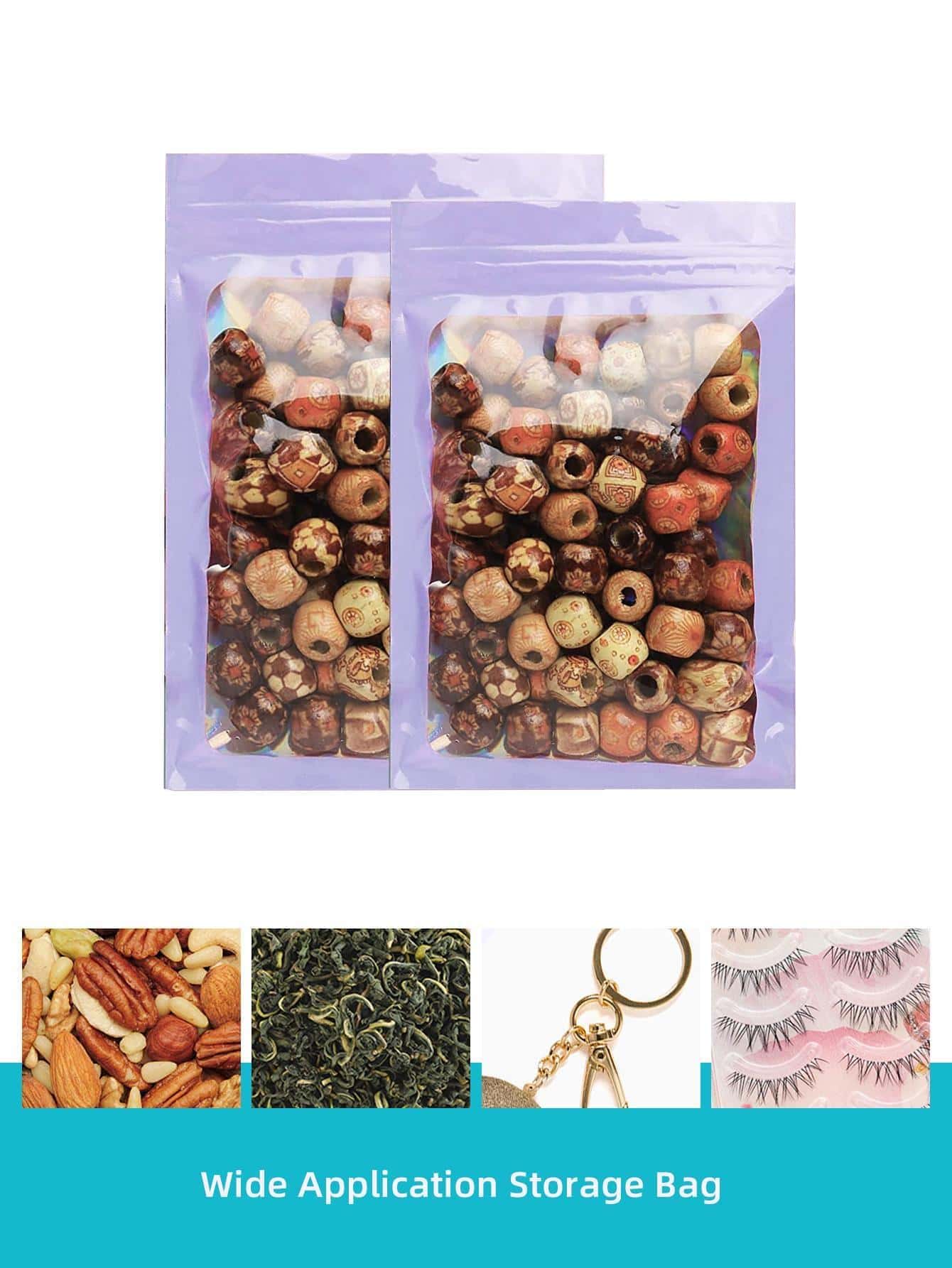 20pcs Purple Packaging Bag, Holographic PE Ziplock Bag, For Food, Candy ...