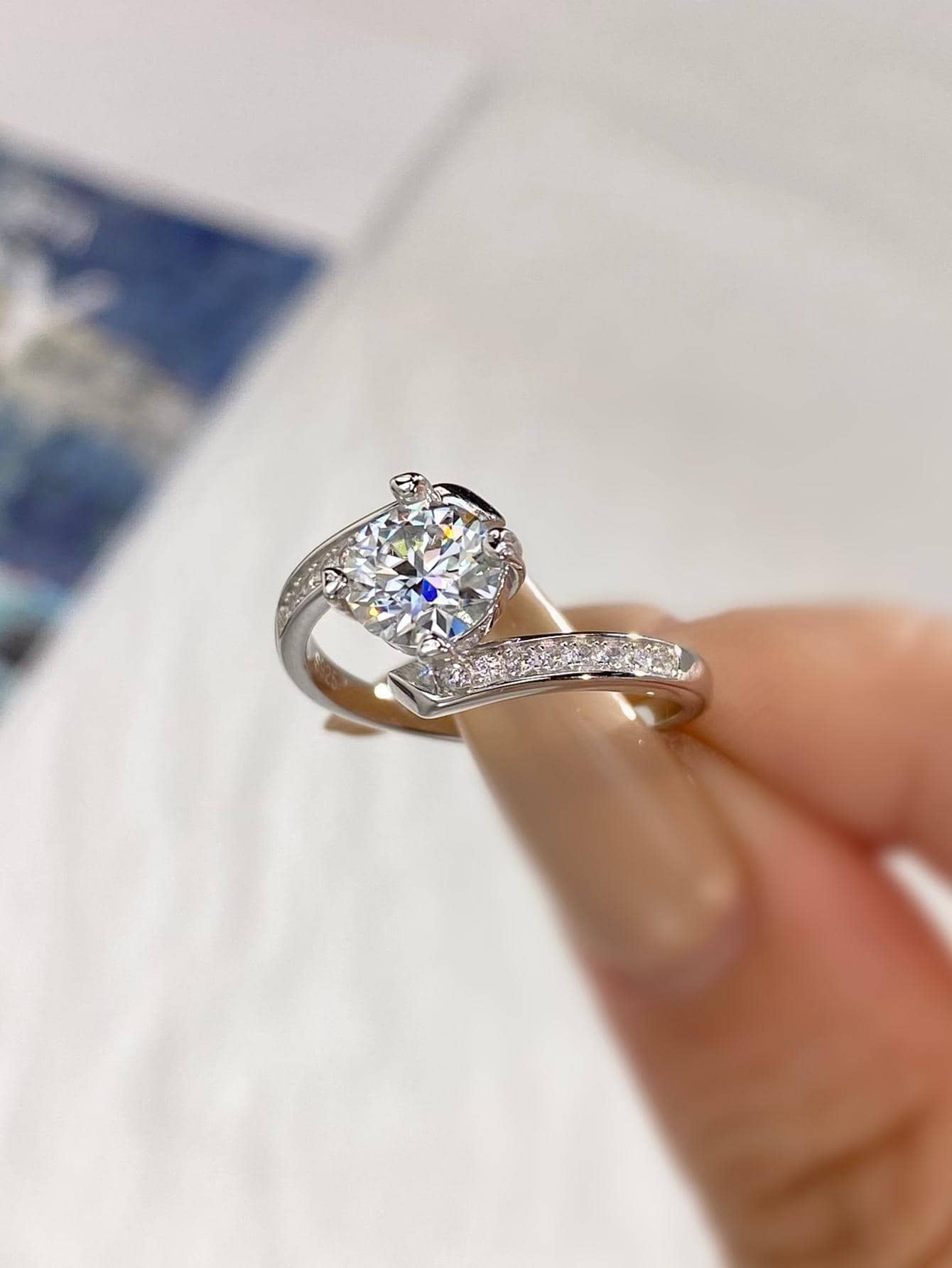 1pc Elegant 100% Real 0.5-1CT Brilliant Moissanite Diamond Rings For ...