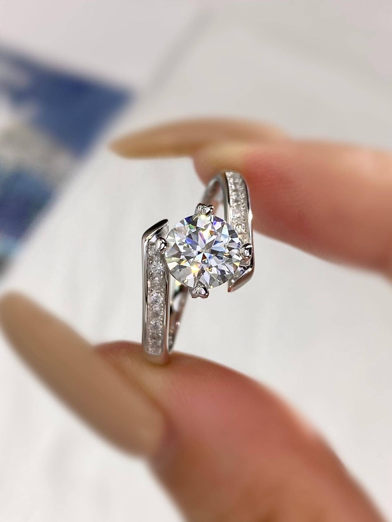 1pc Elegant 100% Real 0.5-1CT Brilliant Moissanite Diamond Rings For ...