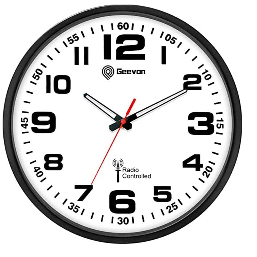 Geevon Atomic Wall Clock, 12" Analog Atomic Clock Battery Operated for ...