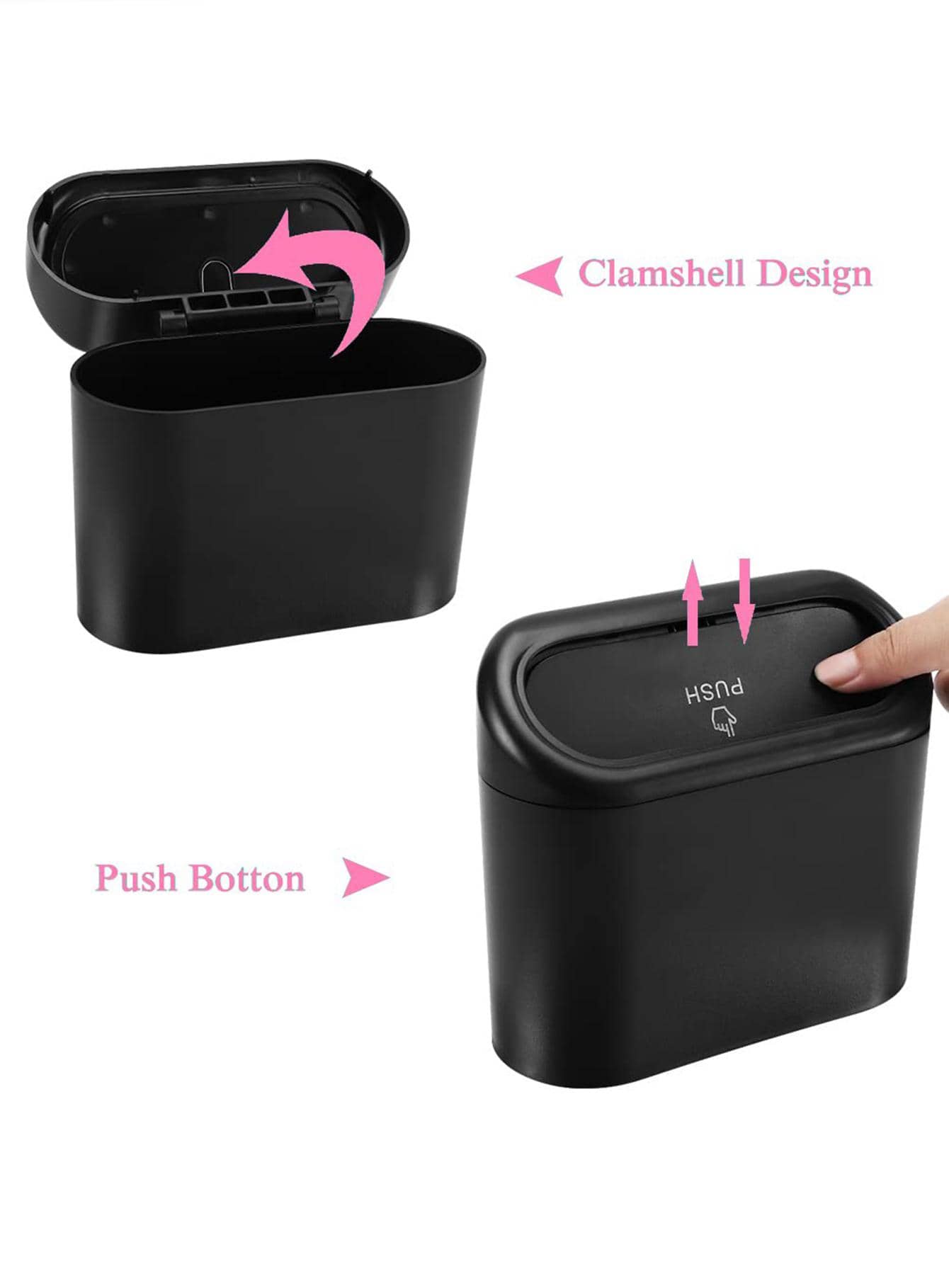 Car Trash Can With Lid, Mini Auto Dustbin Garbage Organizer, Automotive ...