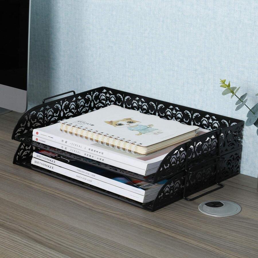 Letter Tray Organizer 2 Tiers Stackable Letter Tray Office Desktop ...