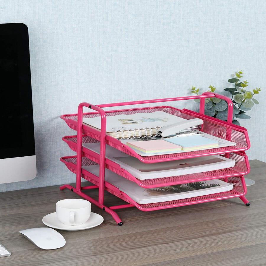 Desk Organizer Tray With 3 Sliding Trays For Letters Documents Mail ...