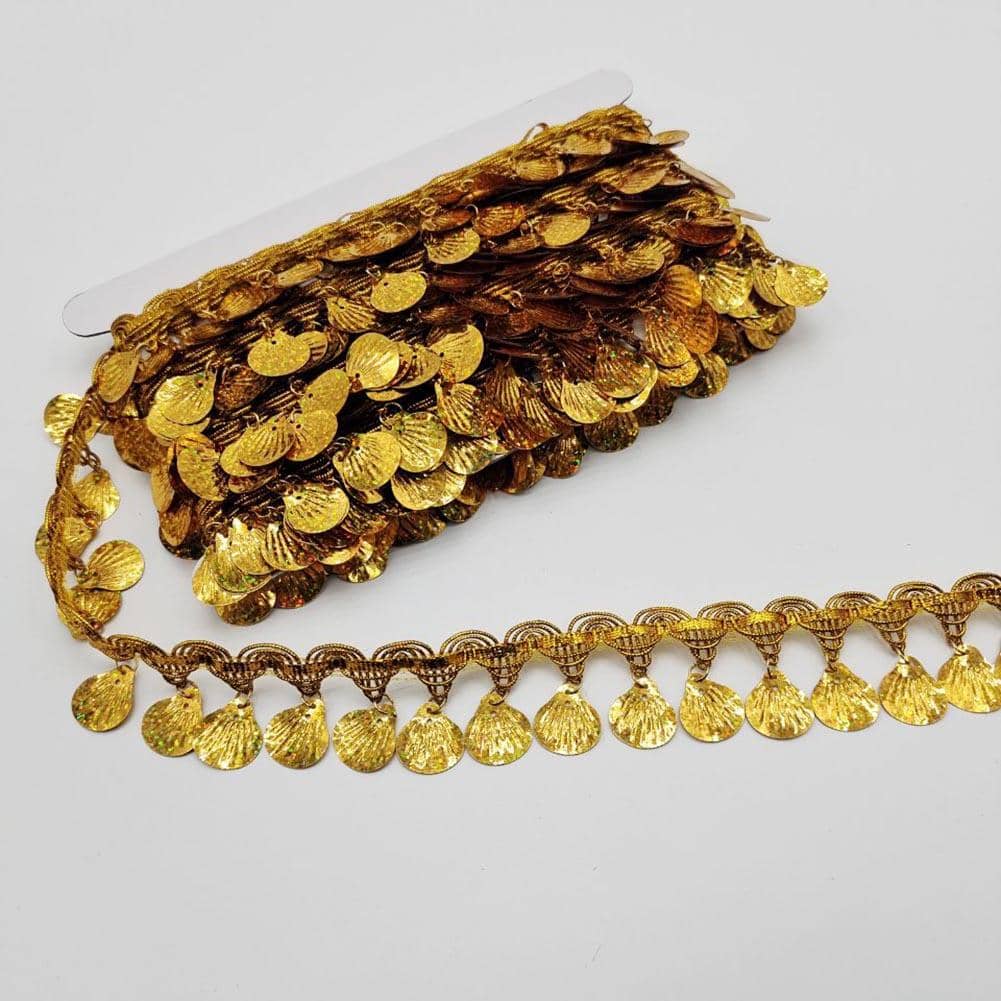 1roll Golden Shell Decor Tassel Trim, Modern Plastic Shell Decor Tape ...