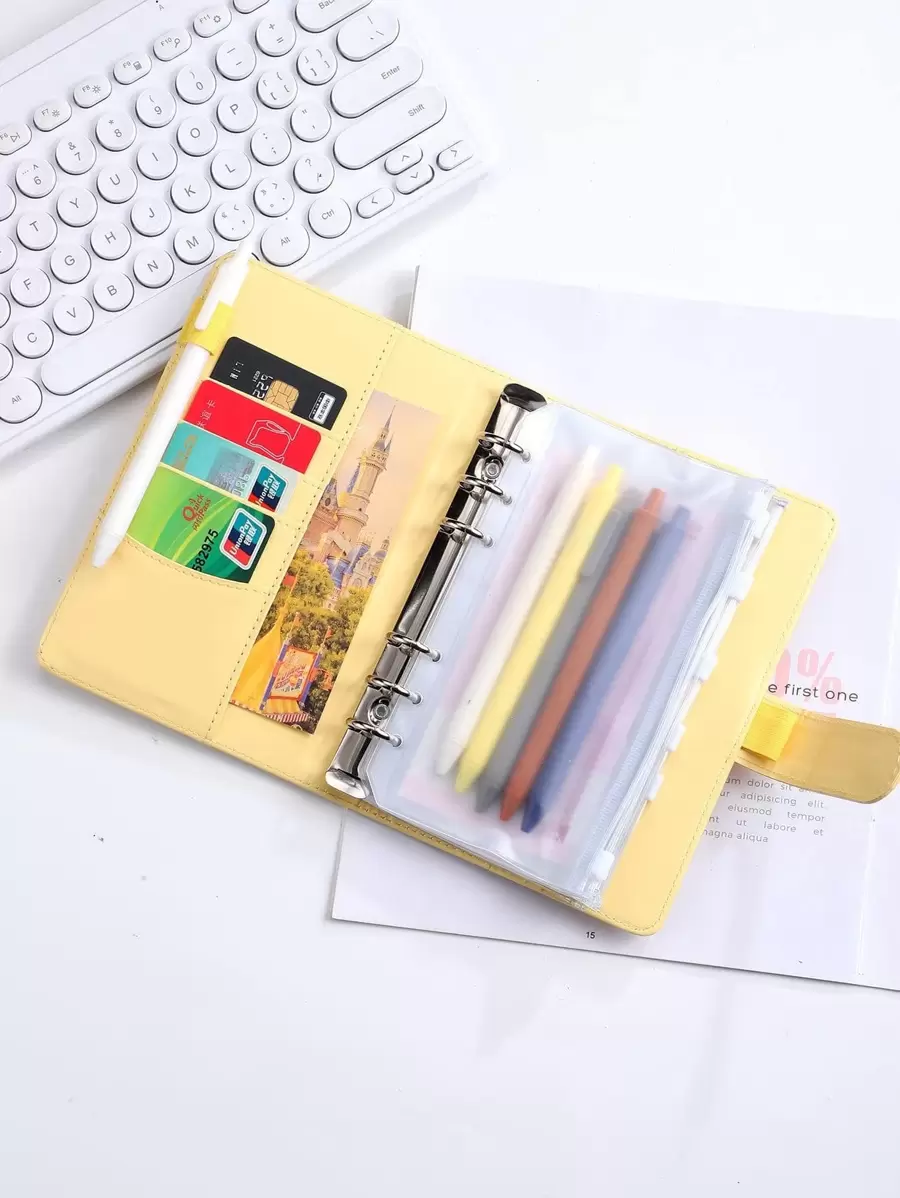Class A6 PU Leather Budget Holder Notebook Cash Envelope System Set ...