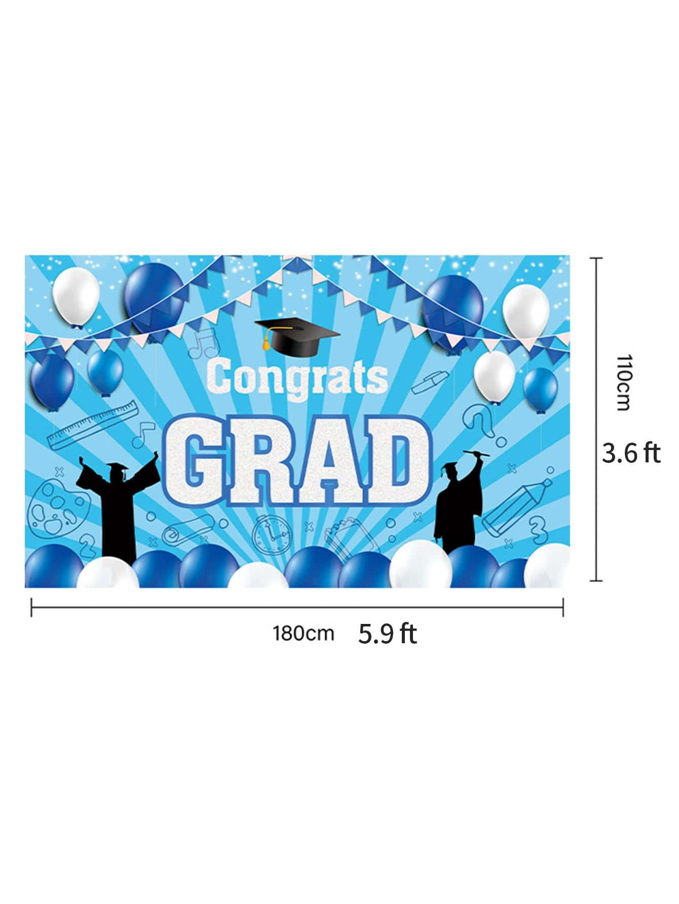 2024 Blue Graduation Party Decoration Backdrop Cloth With Congrats Grad ...