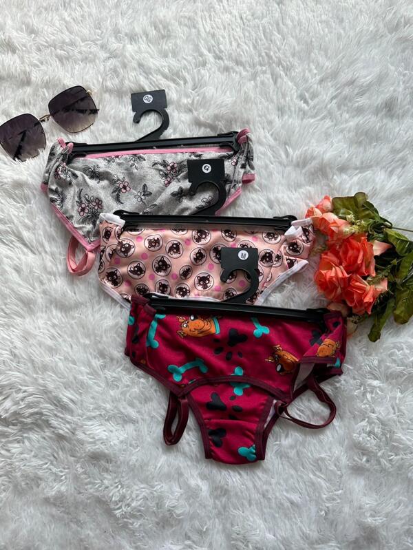 Kit 3 top e calcinha conjunto juvenil lingerie estampado revenda moda ...