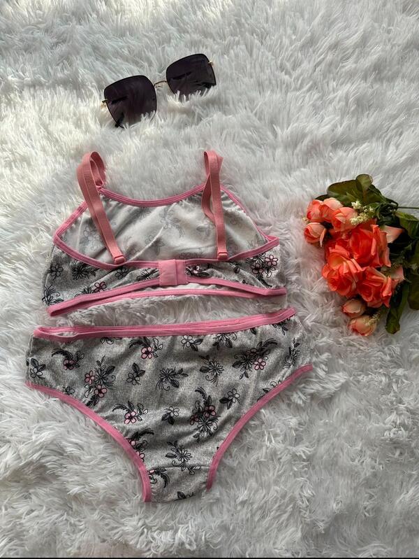 Kit 3 top e calcinha conjunto juvenil lingerie estampado revenda moda ...