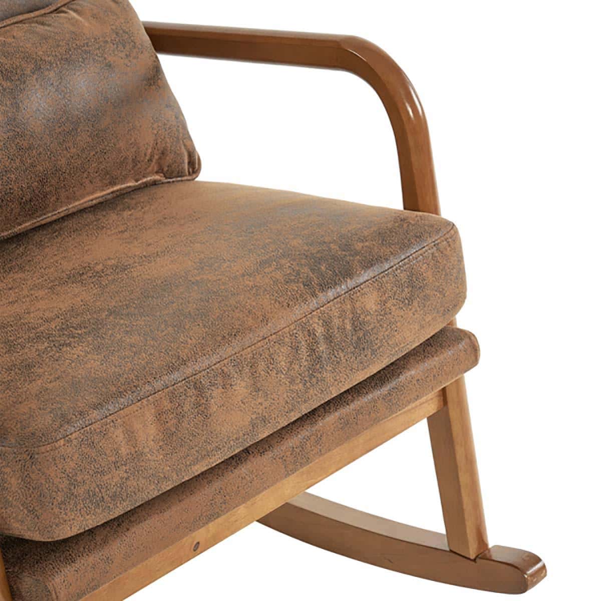 Armchair Rocking Chair, Fabric Upholstered High Back Chair w/ 2 Types ...