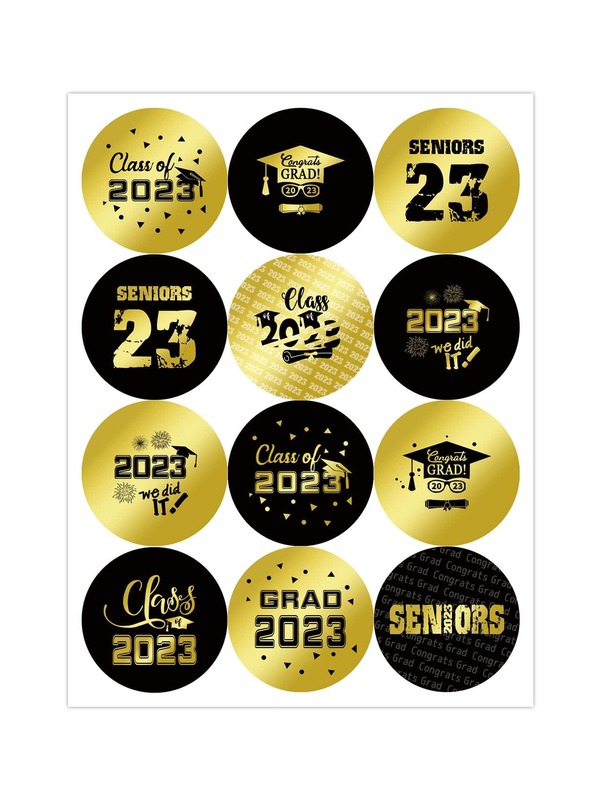 120pcs Graduation Round Stickers, Class Of Grad Congrats Stickers ...