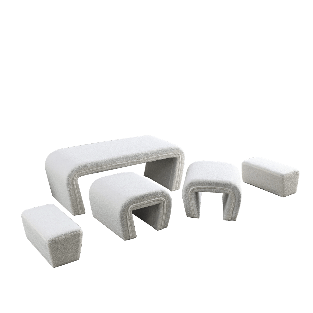 Modern Contemporary Upholstered Nesting Bench, including Four nesting ...