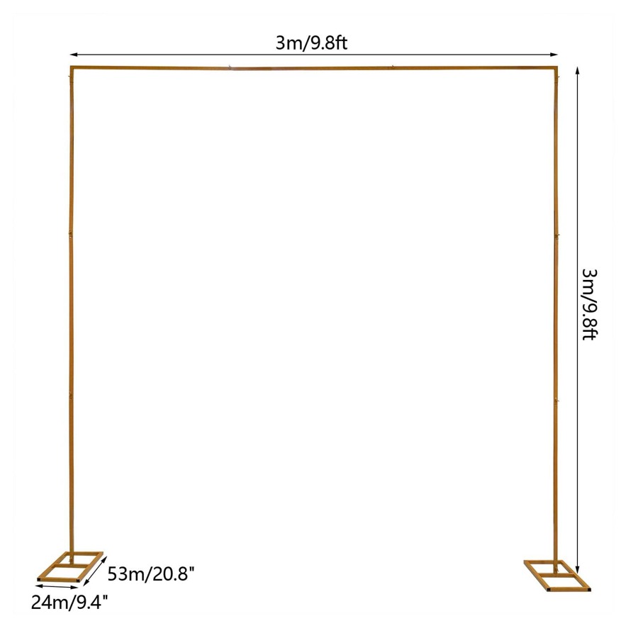 9.8FT x 9.8FT Backdrop Stand Heavy Duty with Base, Gold Portable ...