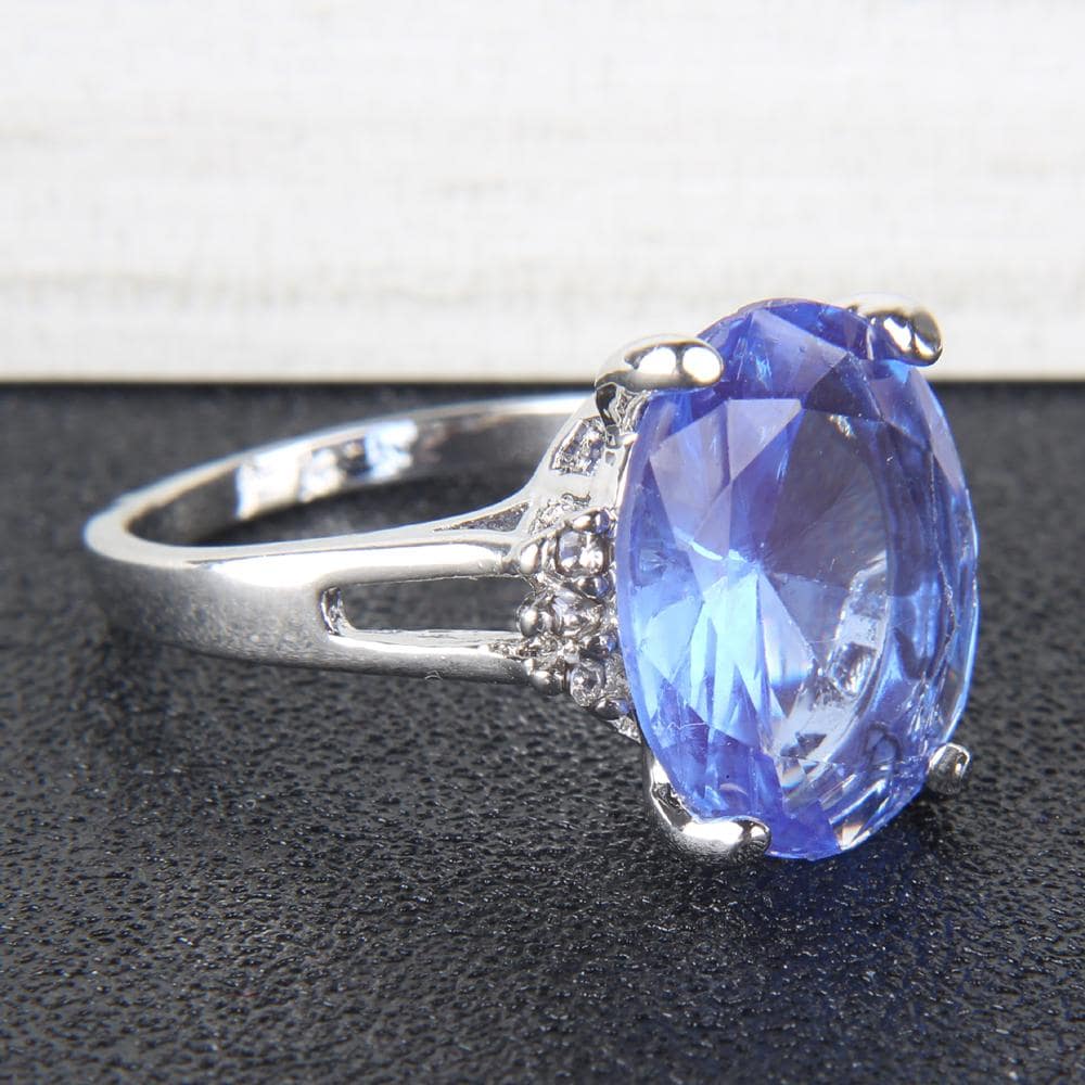 Fashionable Oval Light Blue Rhinestone Ring | SHEIN USA