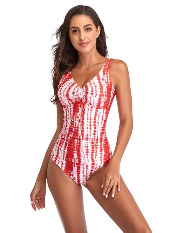 Tie Dye Ruched Bust Tank One Piece Swimsuit Shein Usa