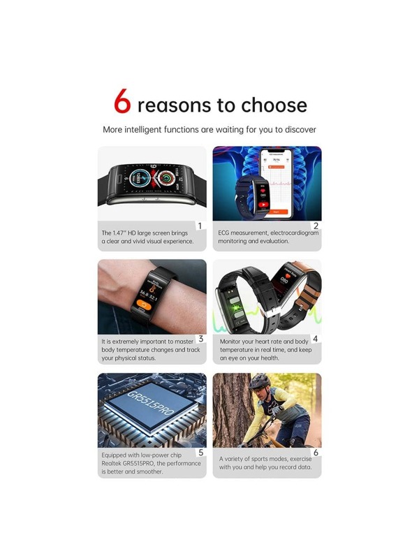 E600 Smart Watch ECG PPG Noninvasive Blood Sugar Monitor Waterproof ...