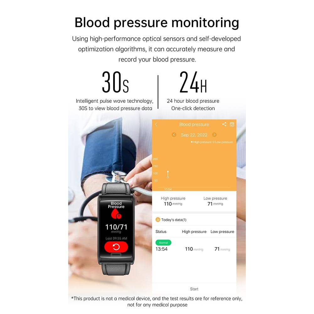 E600 Smart Watch ECG PPG Noninvasive Blood Sugar Monitor Waterproof ...