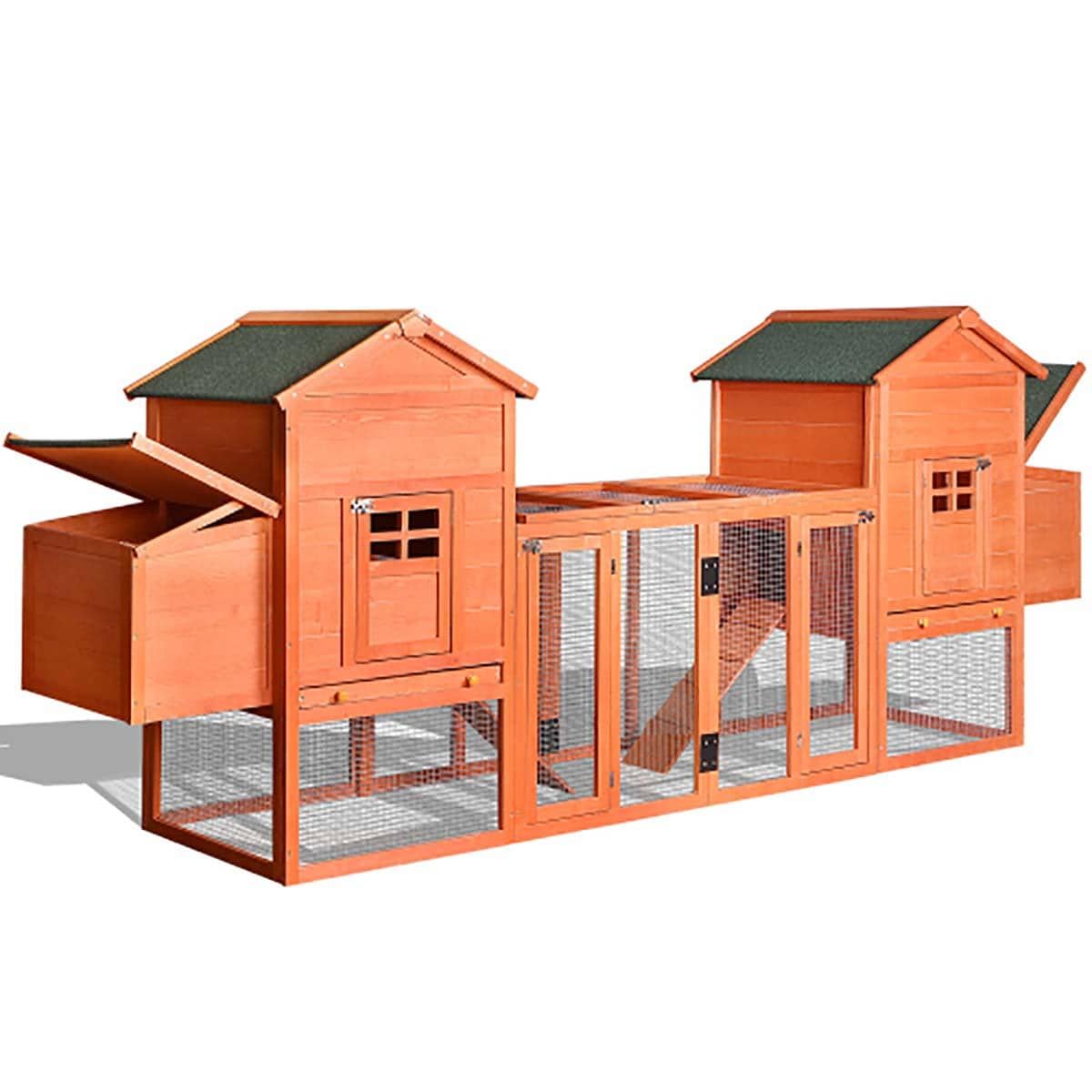 124"Outdoor Wooden Chicken Coop, Large Hen Cage Bunny House, Rabbit ...