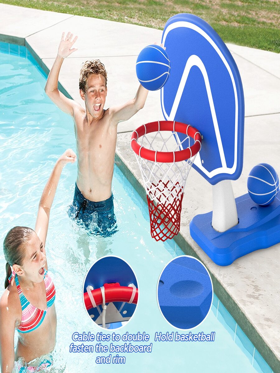 Pool Basketball Hoop Poolside, Swimming Pool Basketball Hoop Set with 2 ...