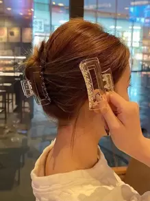 3/1pc Square Transparent Hair Claw Clip, Casual Minimalist Versatile ...