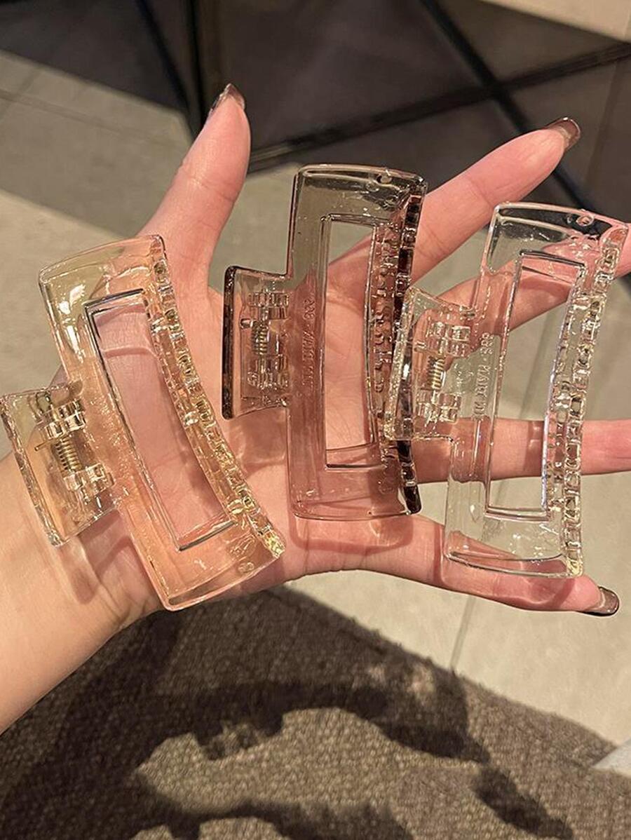 3/1pc Square Transparent Hair Claw Clip, Casual Minimalist Versatile ...
