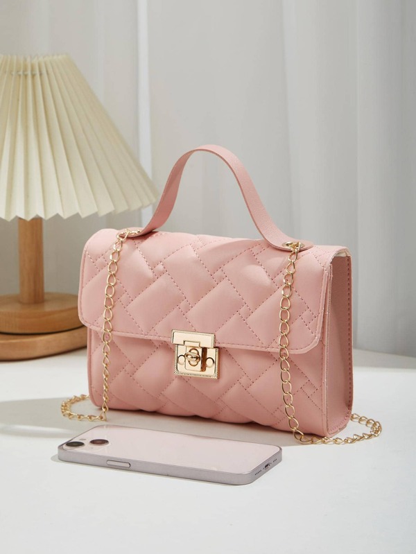 Pink Mini Flap Crossbody Bag With Stitching Details | SHEIN UK