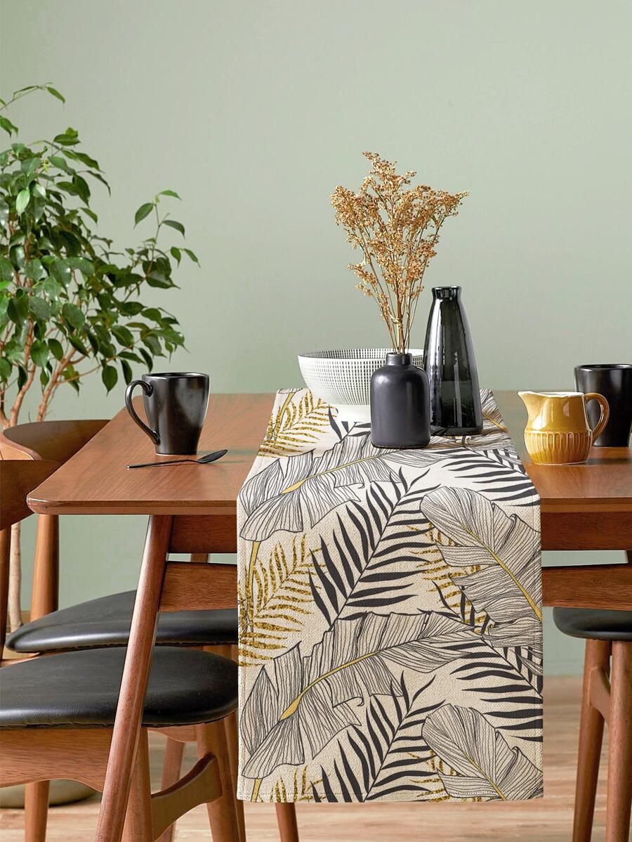 1pc Tropical Leaf Pattern Table Runner | SHEIN USA