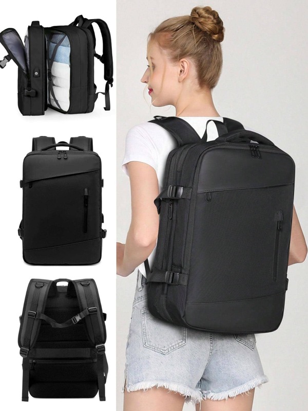Large Capacity Buckle Decor Charging Port Design Functional Backpack ...