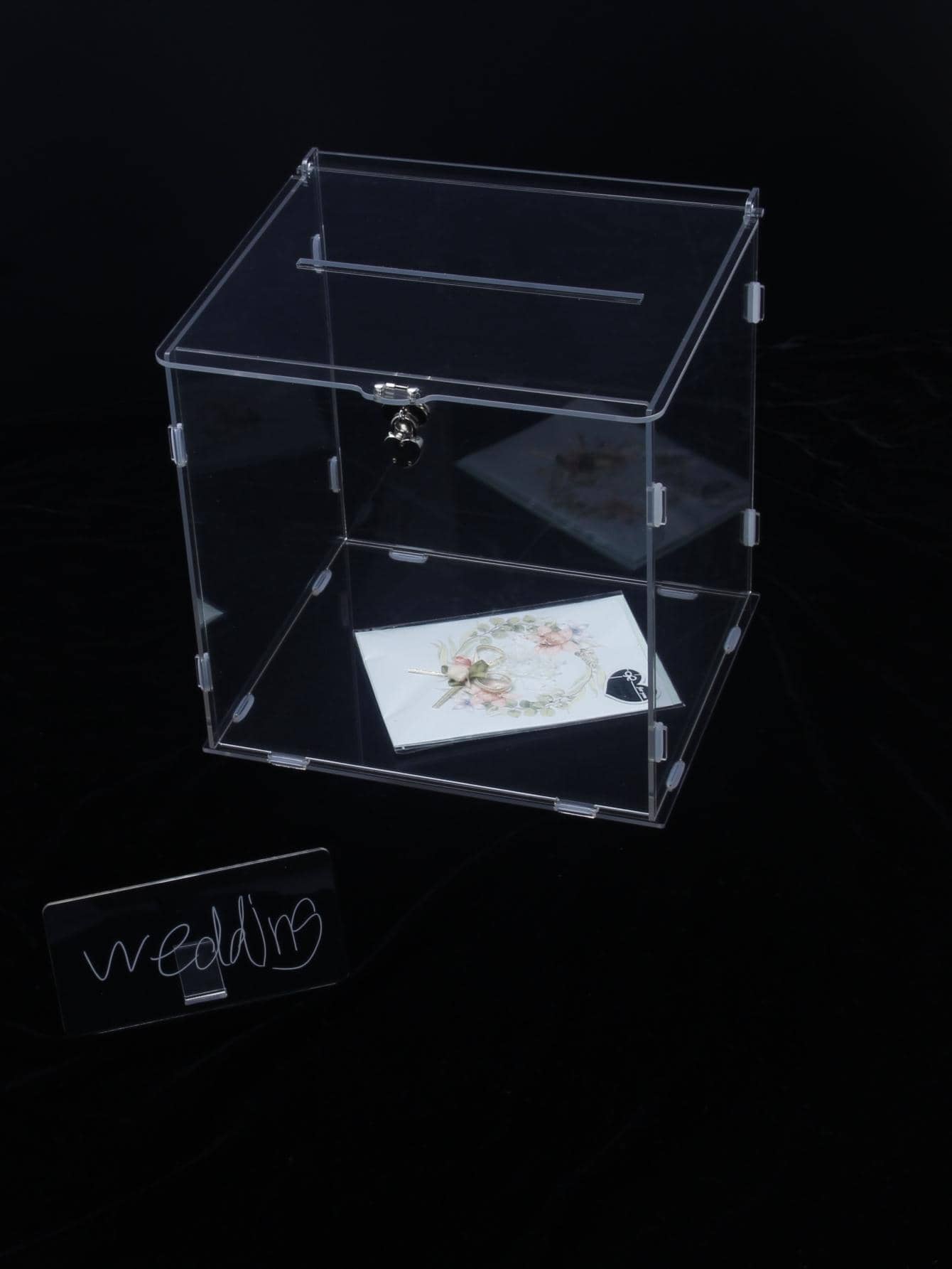 Acrylic Collection Box, Transparent Card Box With Lock For Wedding ...