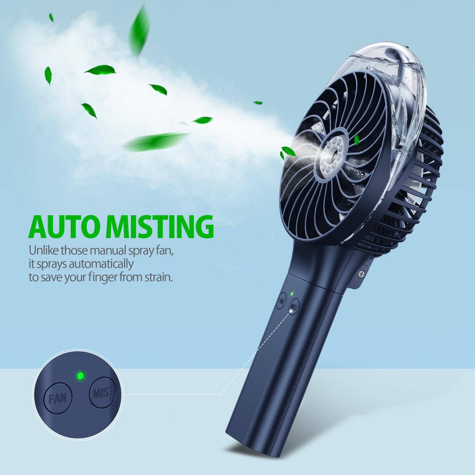 AMACOOL Portable Handheld Misting Fan Rechargeable Battery Operated ...
