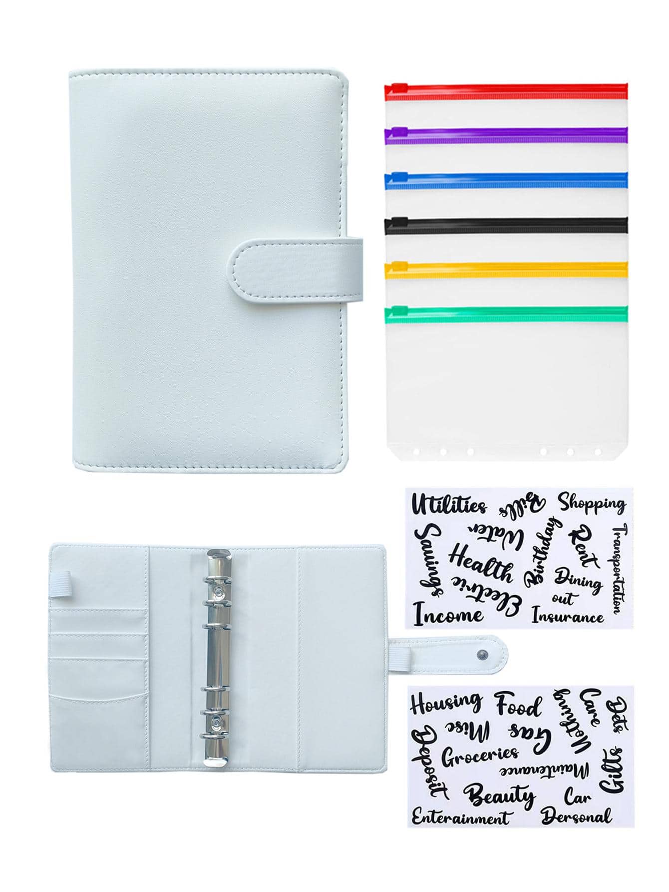 1pc Solid Color Loose-leaf Cover With Pocket Sticker, Simple Multi ...