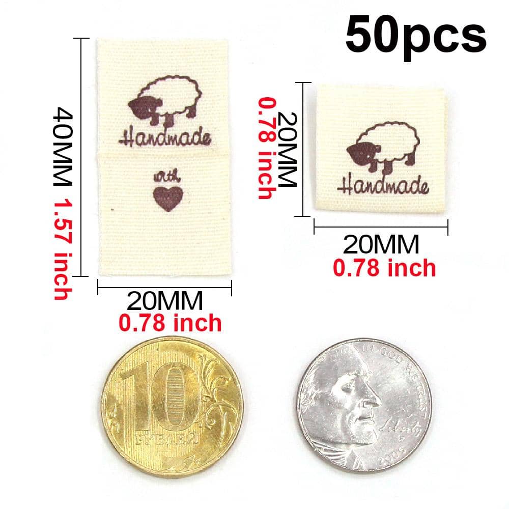 50Pcs Cloth Labels Fold Tags Sheep Heart Pattern Label For Knitted Hats ...