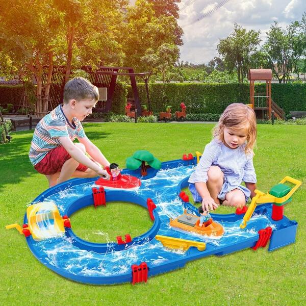 VATOS Water Toy for Kids 39pcs DIY Mini Water Park Toy on Table or Lawn ...