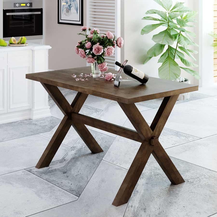 MERAX Farmhouse Rustic Wood Kitchen Dining Table With X-Shape Legs ...