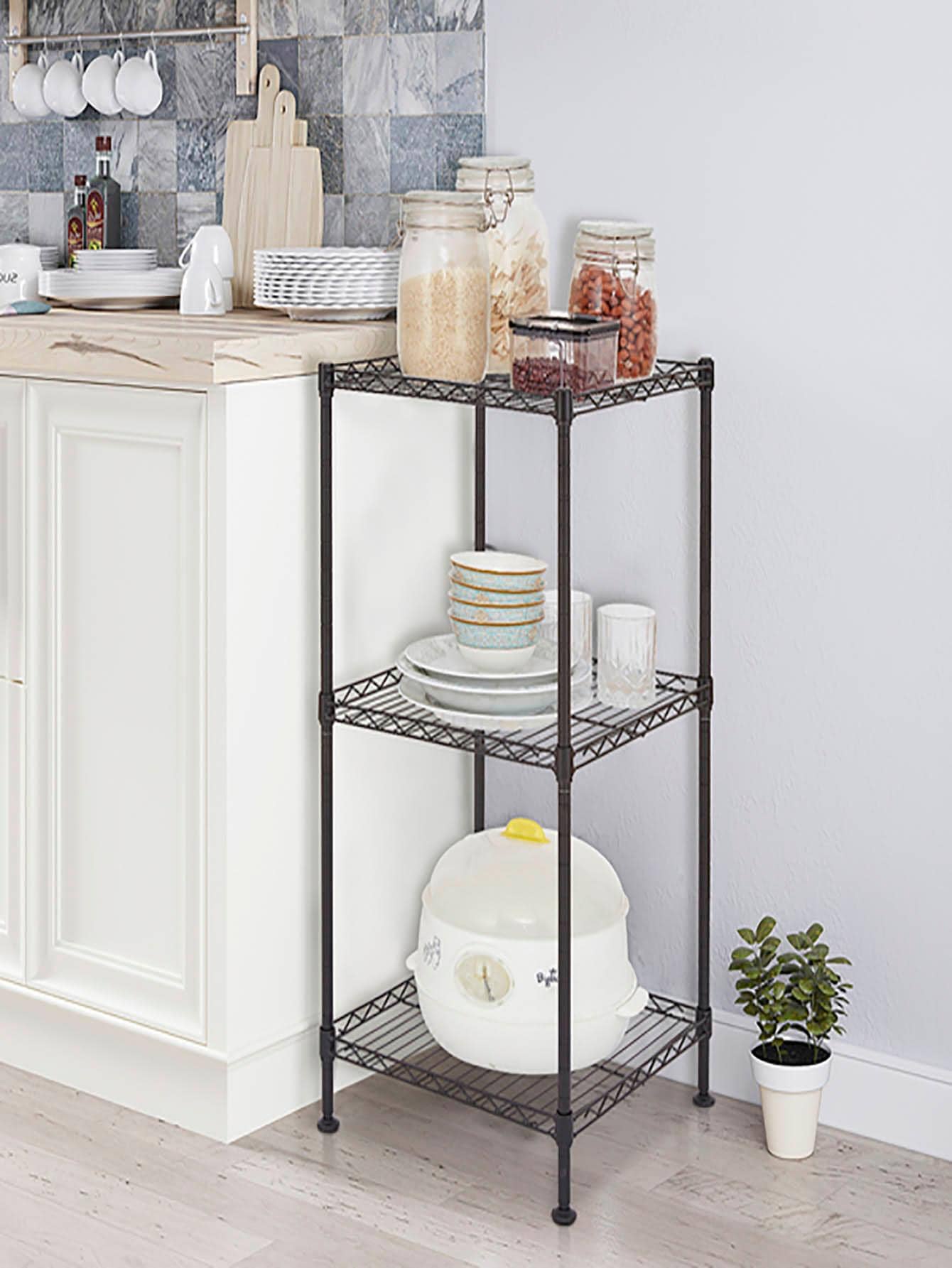 3-Tier Bathroom Shelf, Wire Shelving Unit, Metal Storage Rack for Small ...