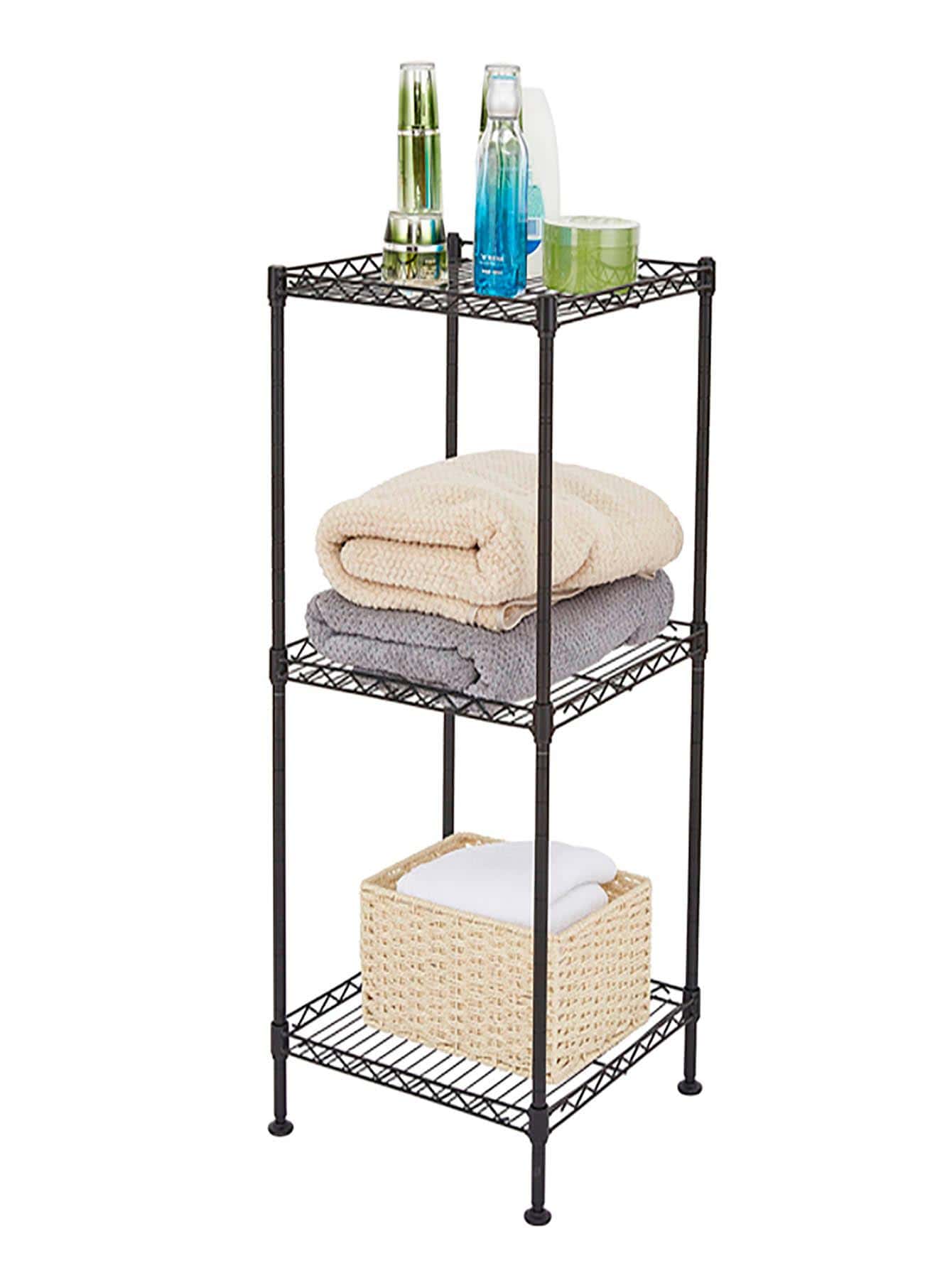 3-Tier Bathroom Shelf, Wire Shelving Unit, Metal Storage Rack for Small ...